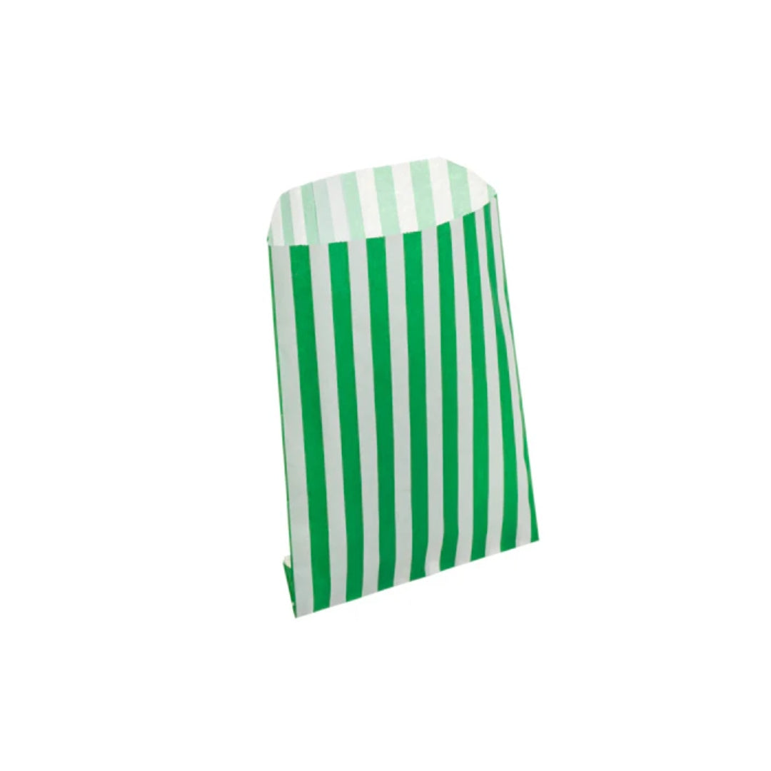 Green Candy Stripe Counter Bags 13x18cm | Big Brown Carrier Bag