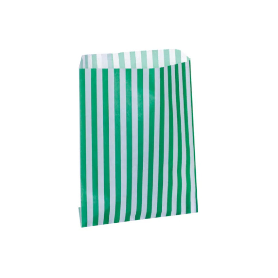 Green Candy Stripe Counter Bags 18x23cm | Big Brown Carrier Bag