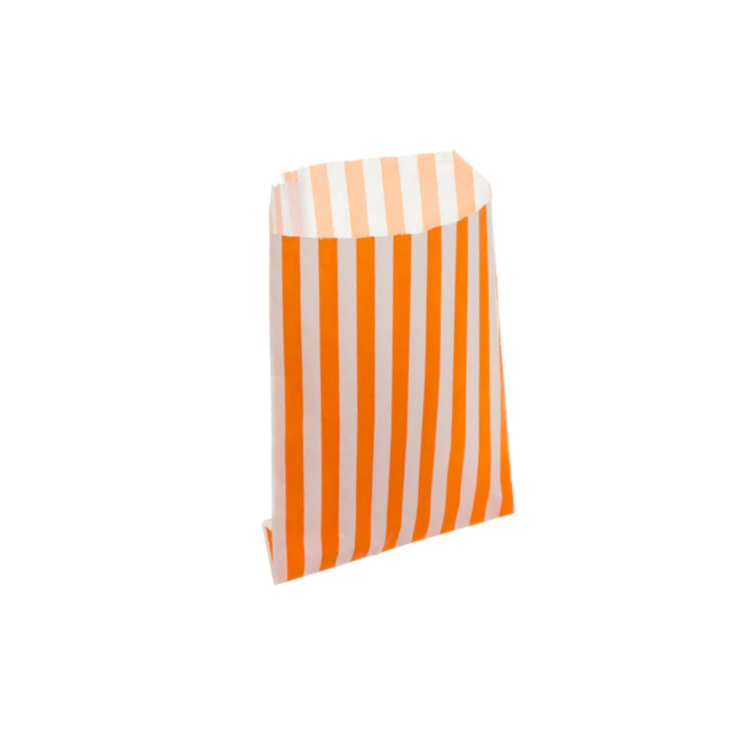 Orange Candy Stripe Counter Bags 13x18cm | Big Brown Carrier Bag