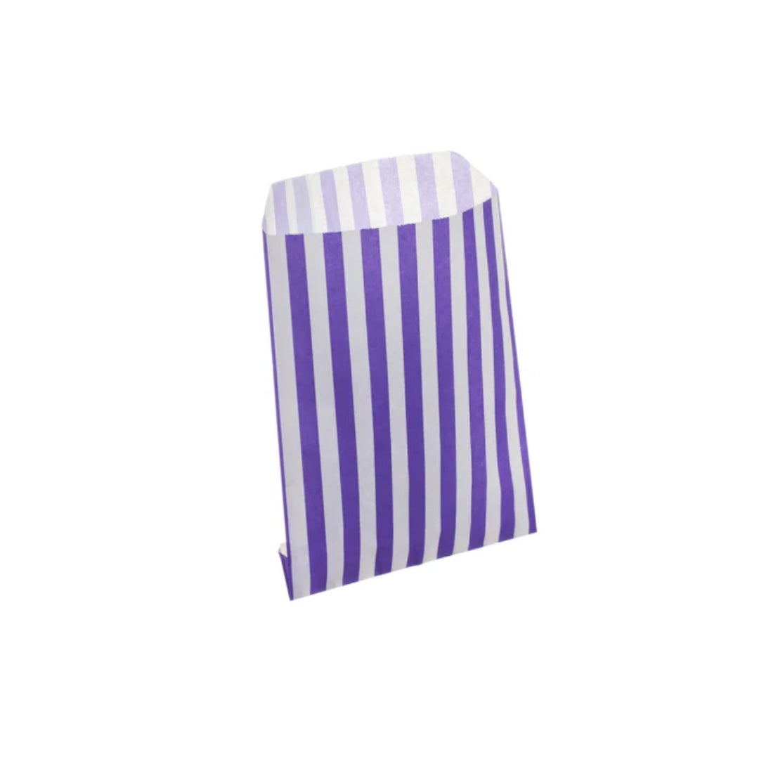 Purple Candy Stripe Counter Bags 13x18cm | Big Brown Carrier Bag