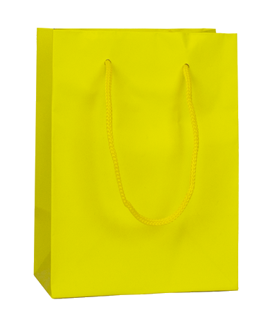 Small Yellow Matt Laminated Carrier 12x8x14cm – Big Brown Carrier Bag